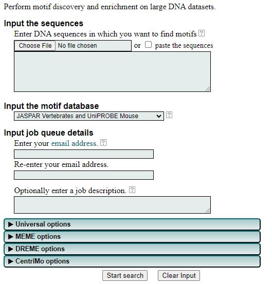 MEME-ChIP – Submission form | NBCR - National Biomedical Computation ...